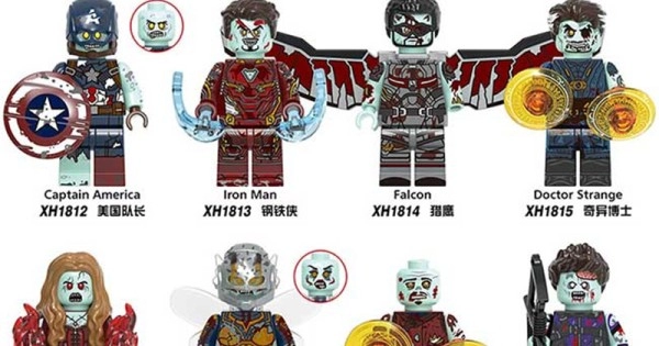 lego minifigure Zombie version of superhero, Dr. Falcon King, Iron Man ...